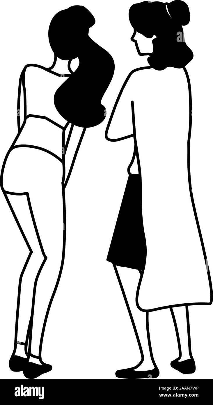 women of back position on white background vector illustration design ...