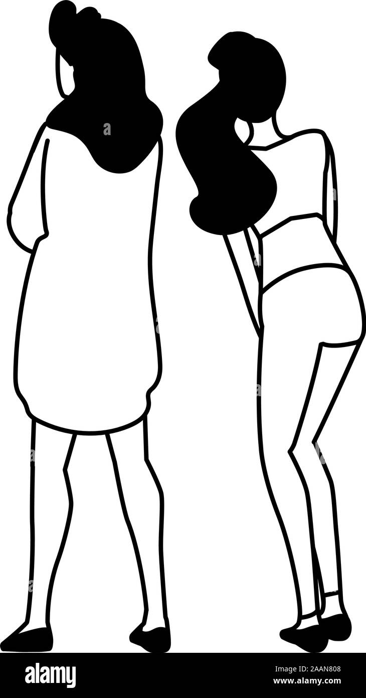 women of back position on white background vector illustration design ...