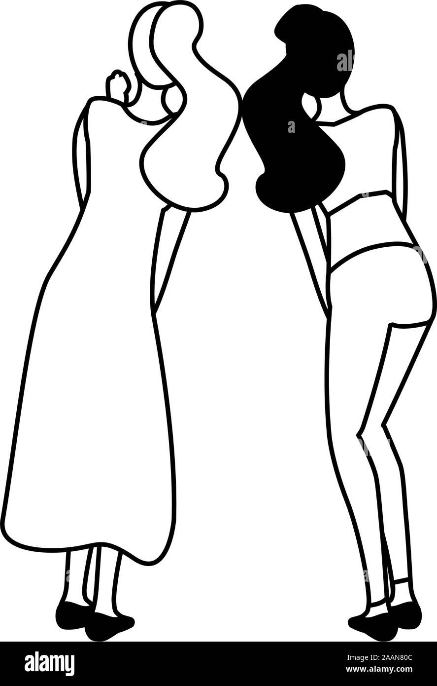 women of back position on white background vector illustration design ...