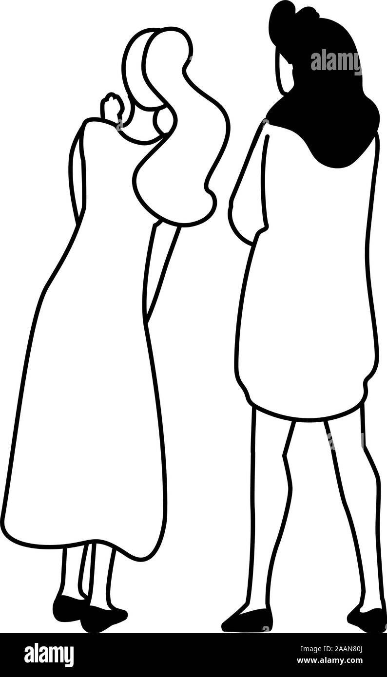 women of back position on white background vector illustration design ...