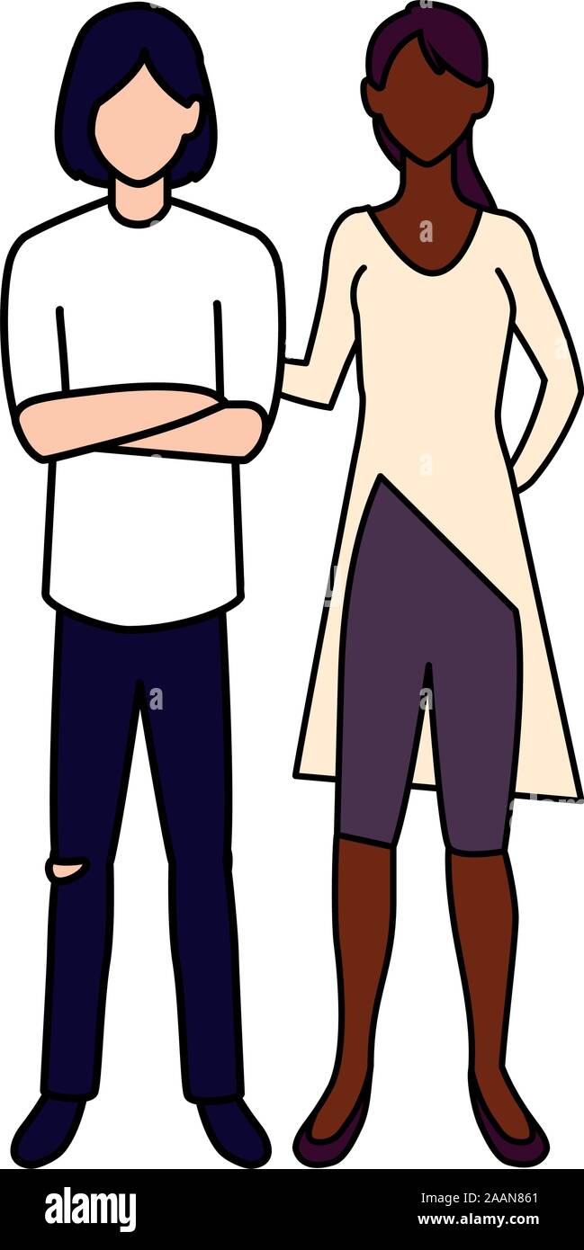 couple of people faceless on white background vector illustration ...