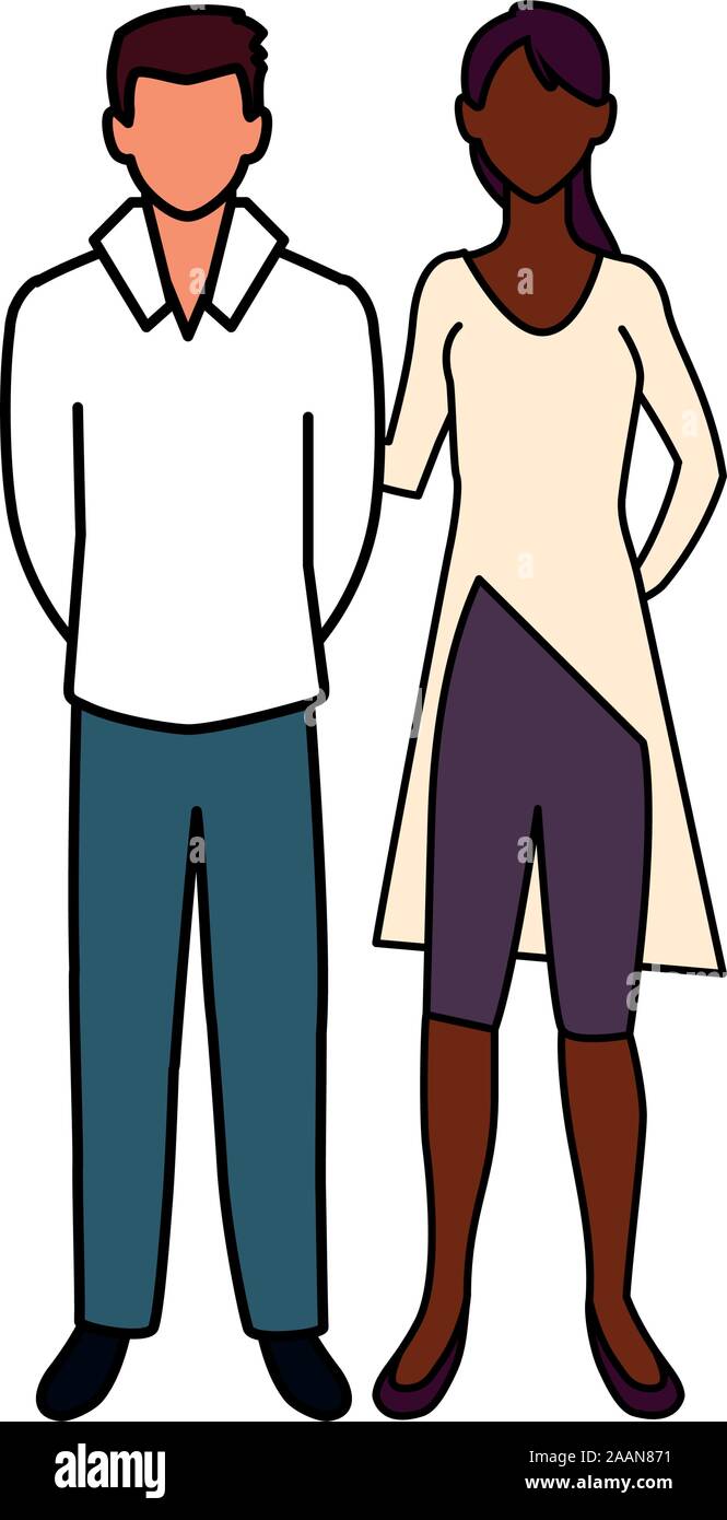 couple of people faceless on white background vector illustration ...