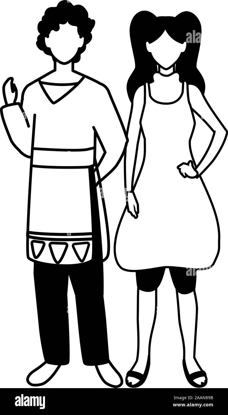 couple of people faceless on white background vector illustration ...
