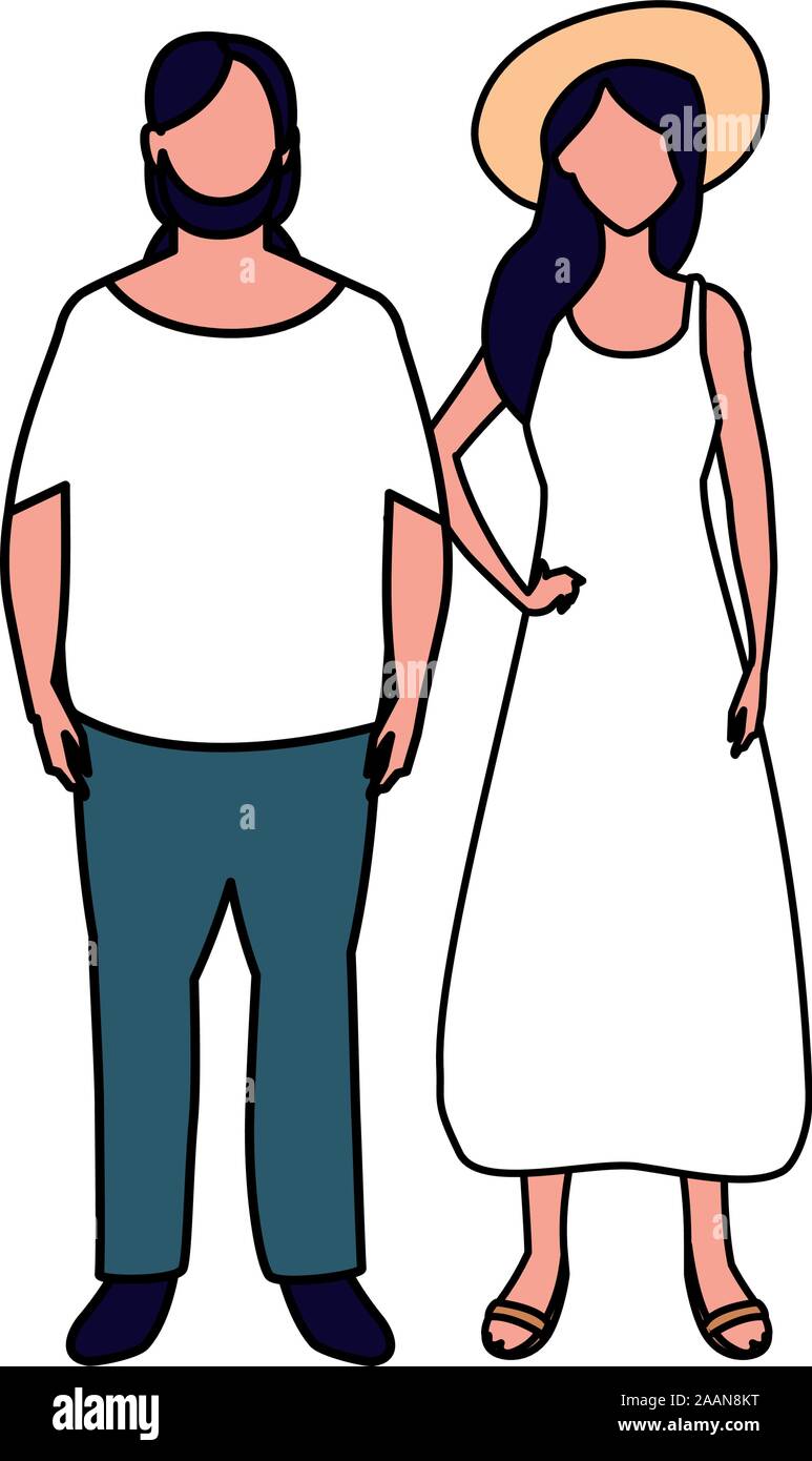 couple of people faceless on white background vector illustration ...