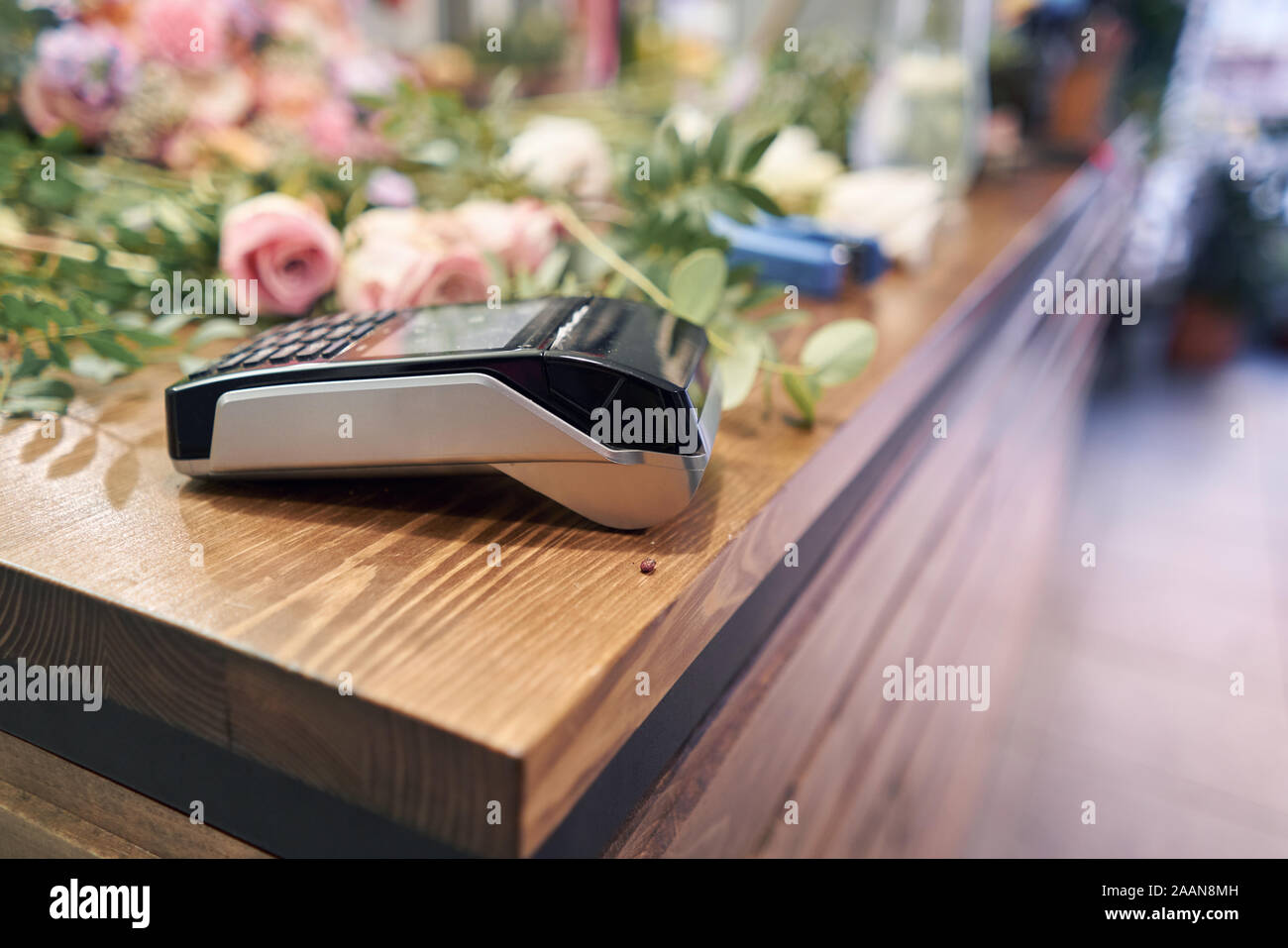 Concept contactless payment. Making payment with smartphone and pos ...