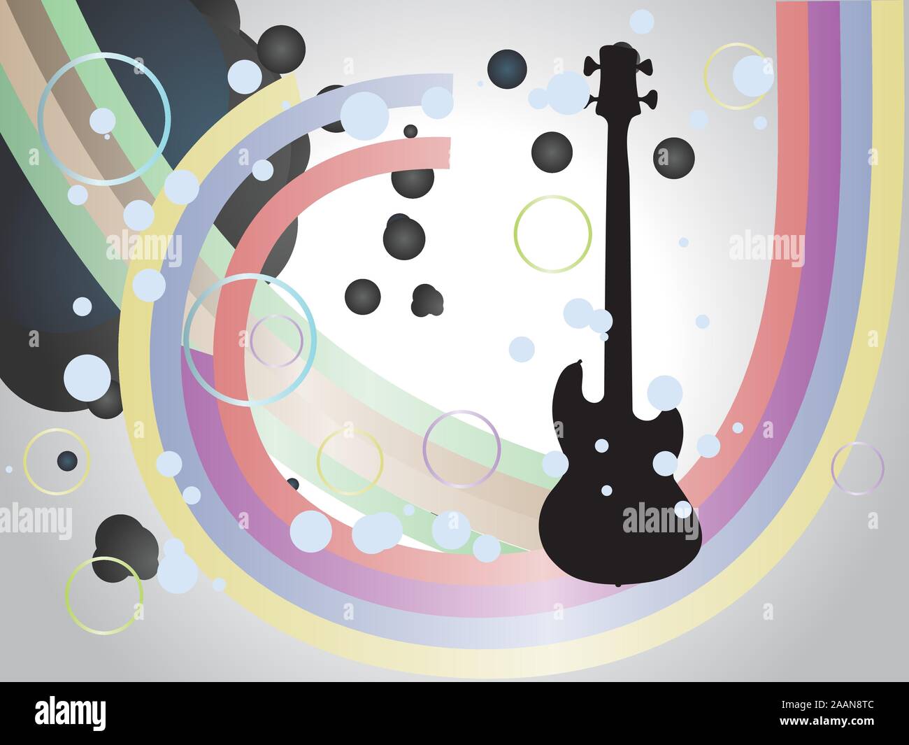Illustration of abstract background with guitar and colorful lines ...