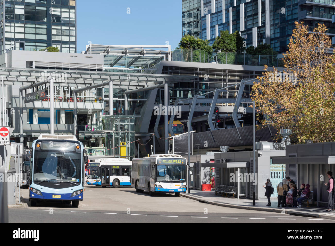The bus interchange terminal (bus stop) at Chatswood train and metro ...