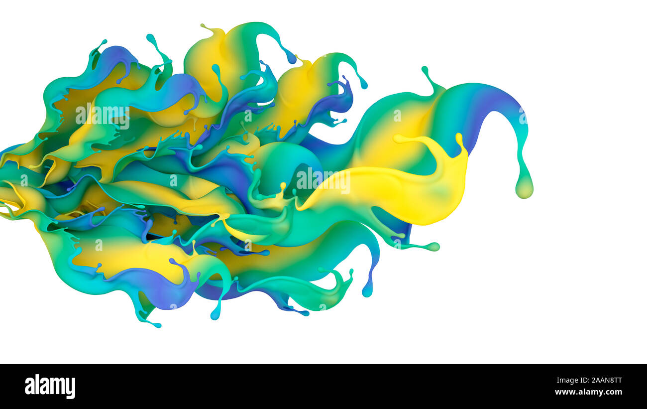 Beautiful multi-color splash of liquid . 3D illustration, 3D ...