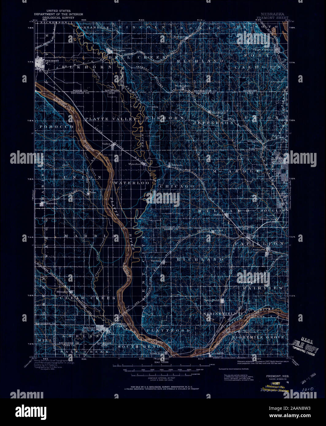 Map of fremont nebraska hi-res stock photography and images - Alamy
