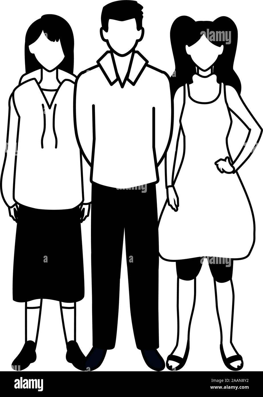 group of people faceless with different poses on white background ...