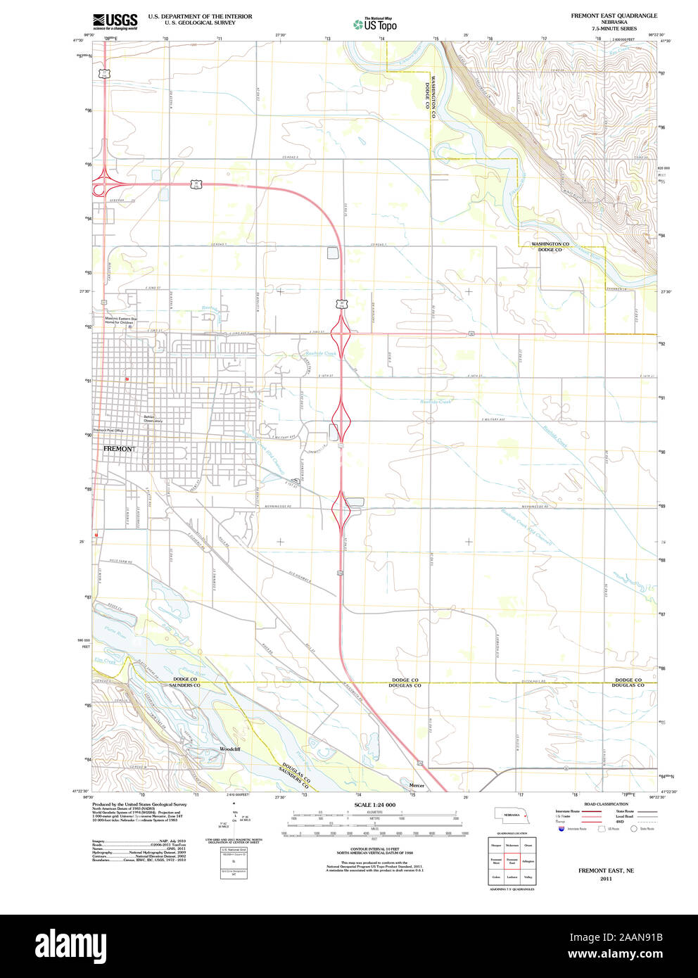 Map of fremont nebraska hi-res stock photography and images - Alamy