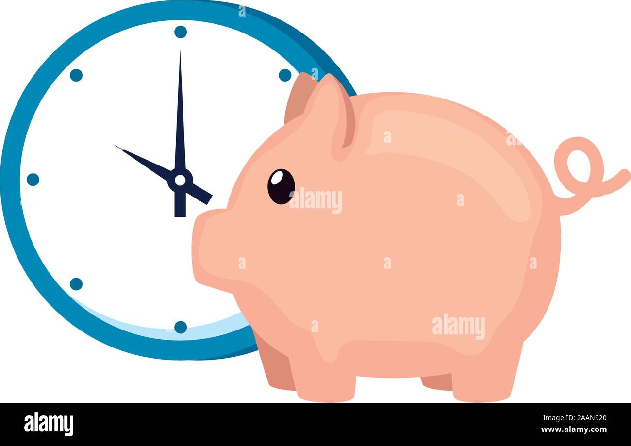 clock with piggy bank isolated icon Stock Vector Image & Art - Alamy