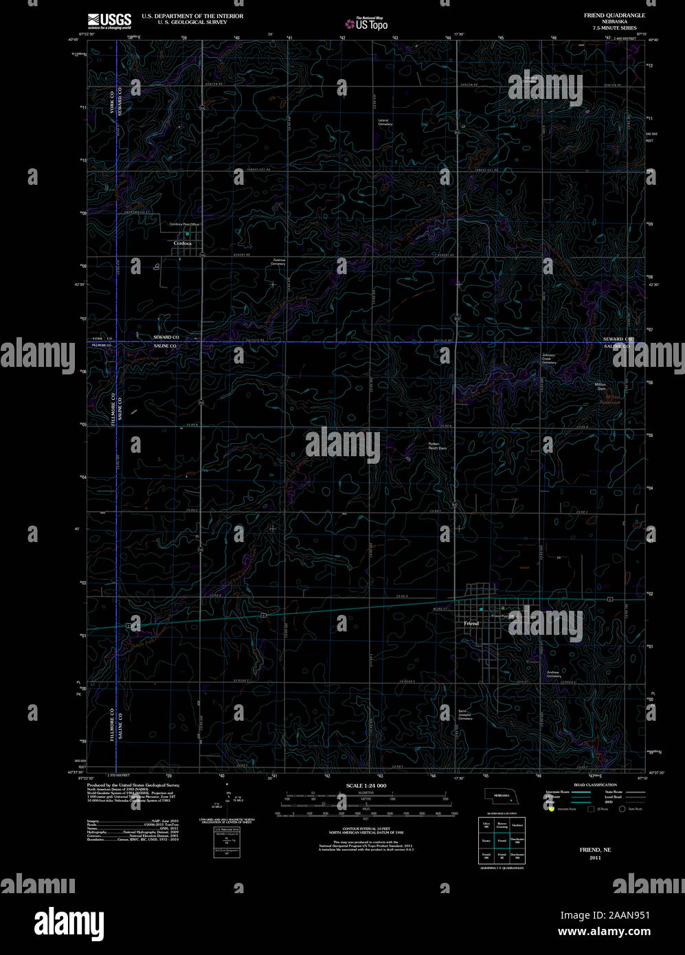 Map of friend nebraska hi-res stock photography and images - Alamy