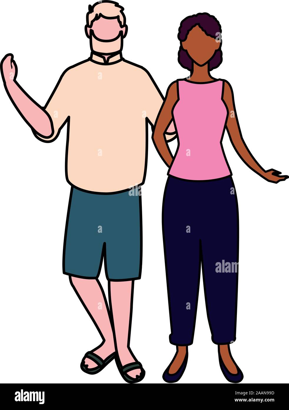 couple of people faceless on white background vector illustration ...