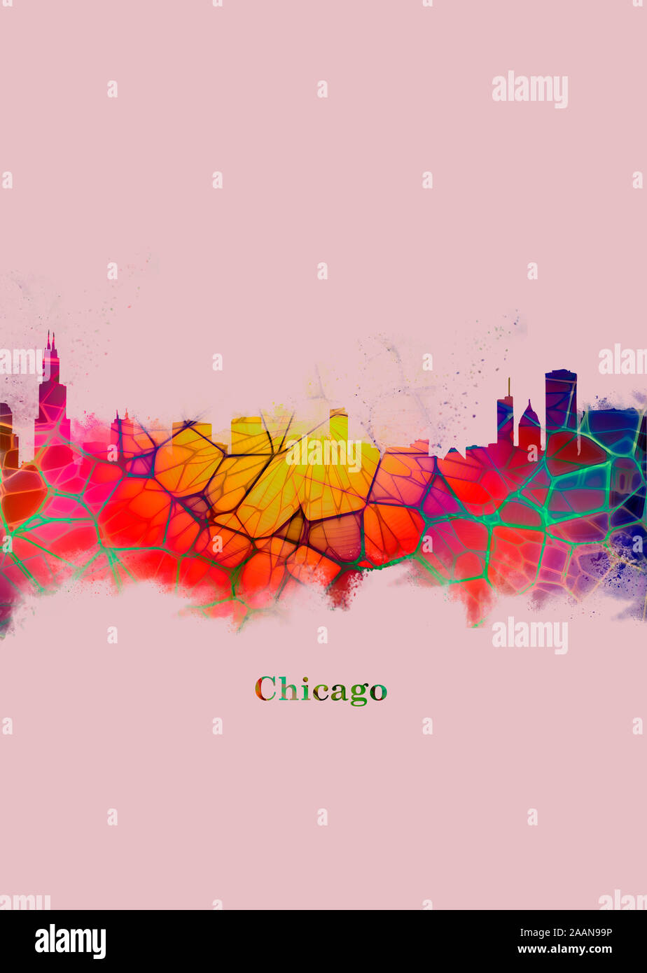 Abstract colorful cityscape artwork. Colorful Chicago background Stock ...
