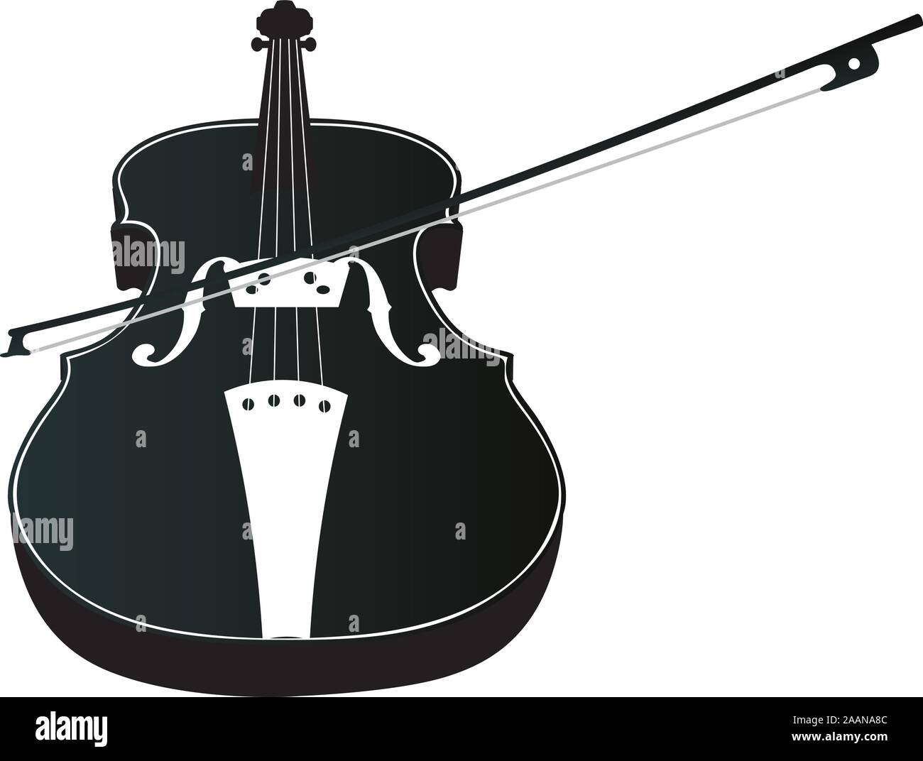 Classic music violin with fiddle stick silhouette on white background ...