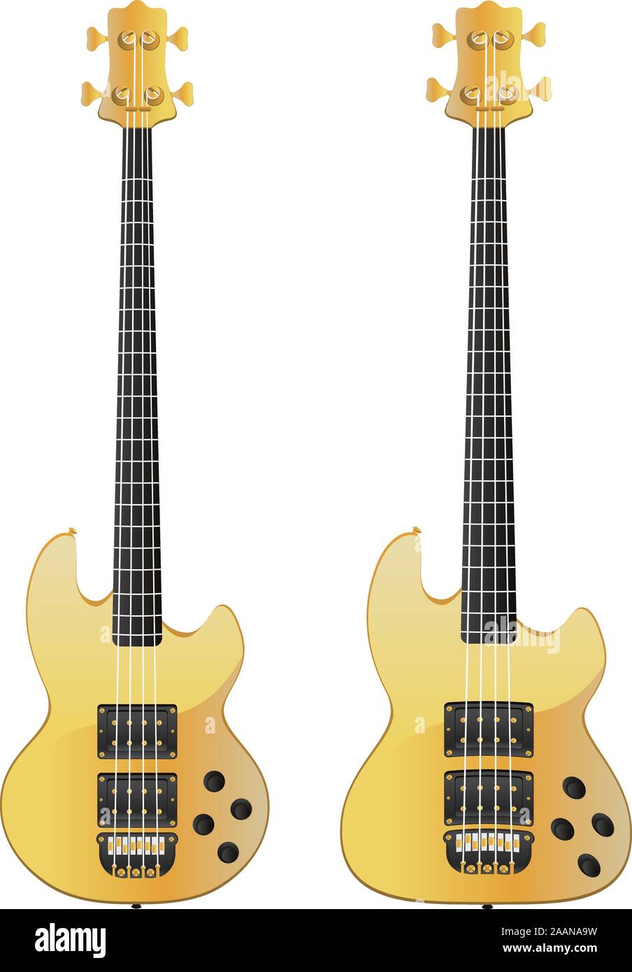 Modern electric guitar of yellow color on white background Stock Vector ...