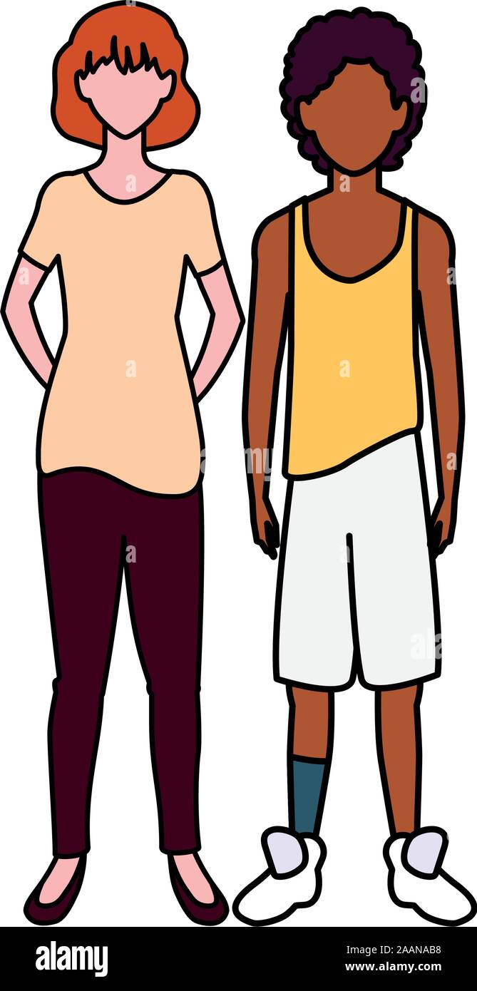 couple of people faceless on white background vector illustration ...