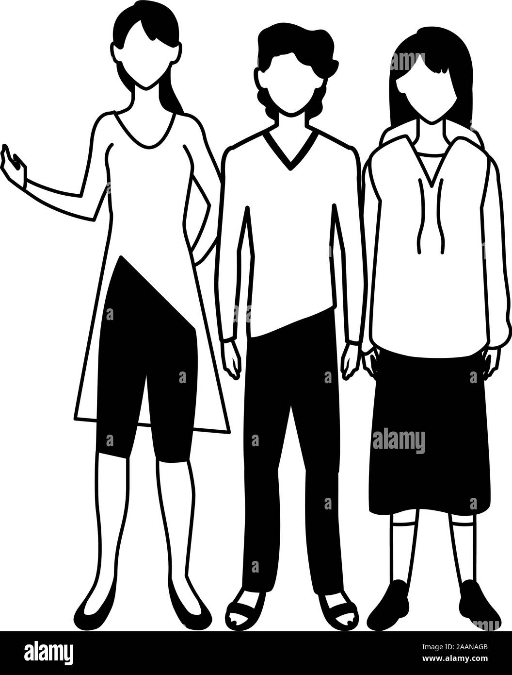 group of people faceless with different poses on white background ...