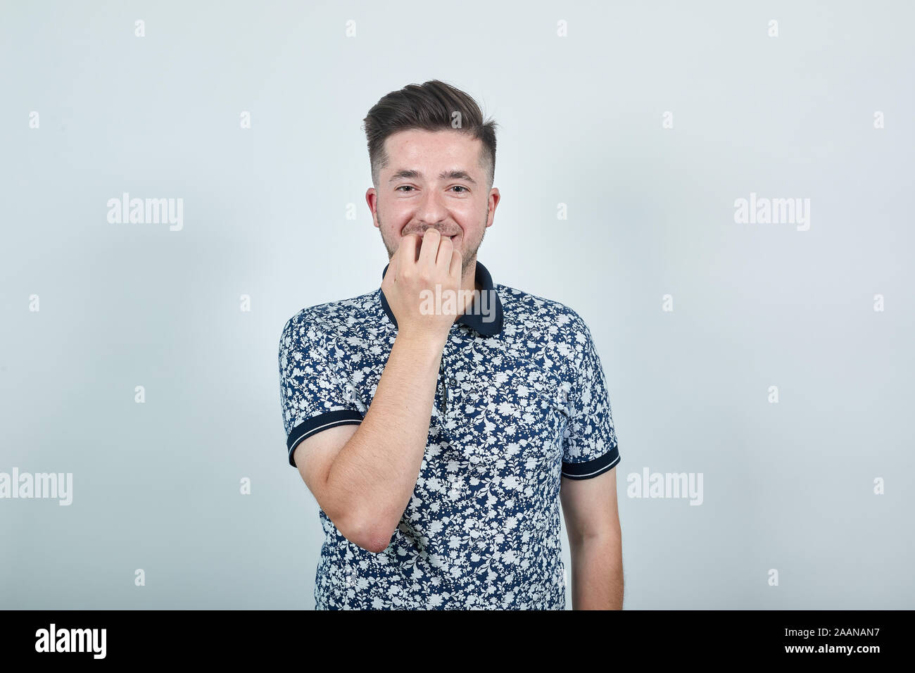 Happy guy is smiling expressing his emotions Stock Photo - Alamy