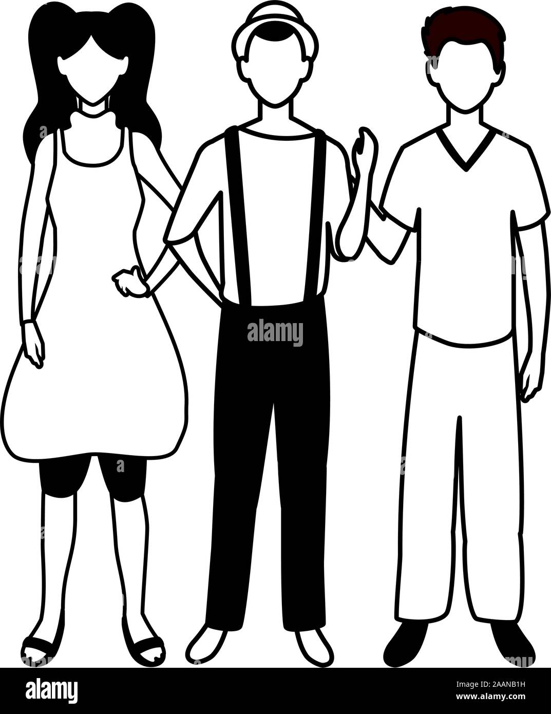 group of people faceless with different poses on white background ...