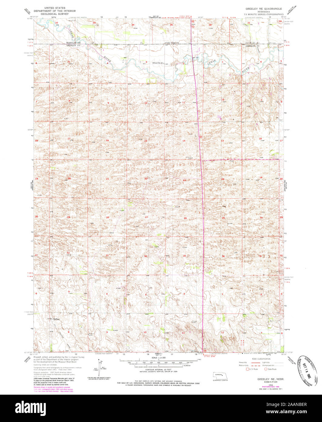 USGS TOPO Map Nebraska NE Greeley NE 316392 1954 24000 Restoration ...