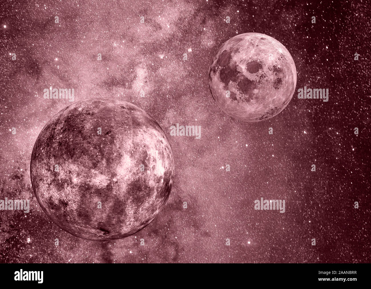 Beautiful red galaxy with dead planets Stock Photo - Alamy