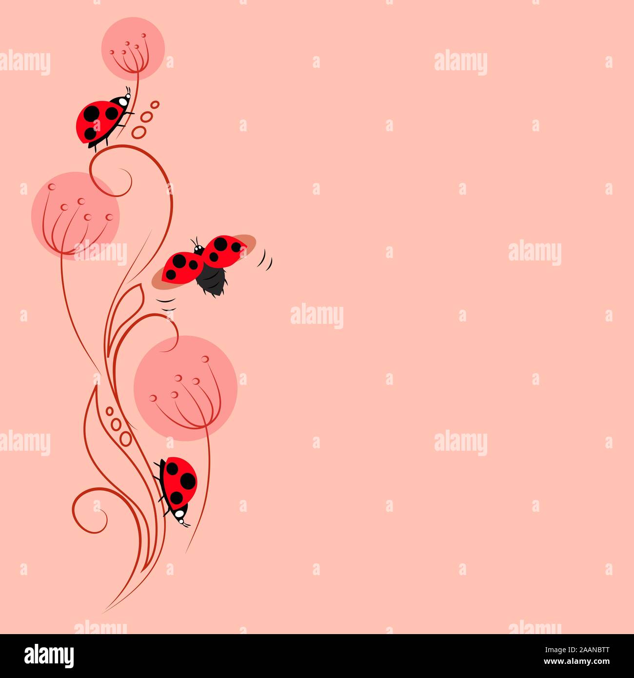 ladybugs on the leaves of grass in the framework for your creativity ...