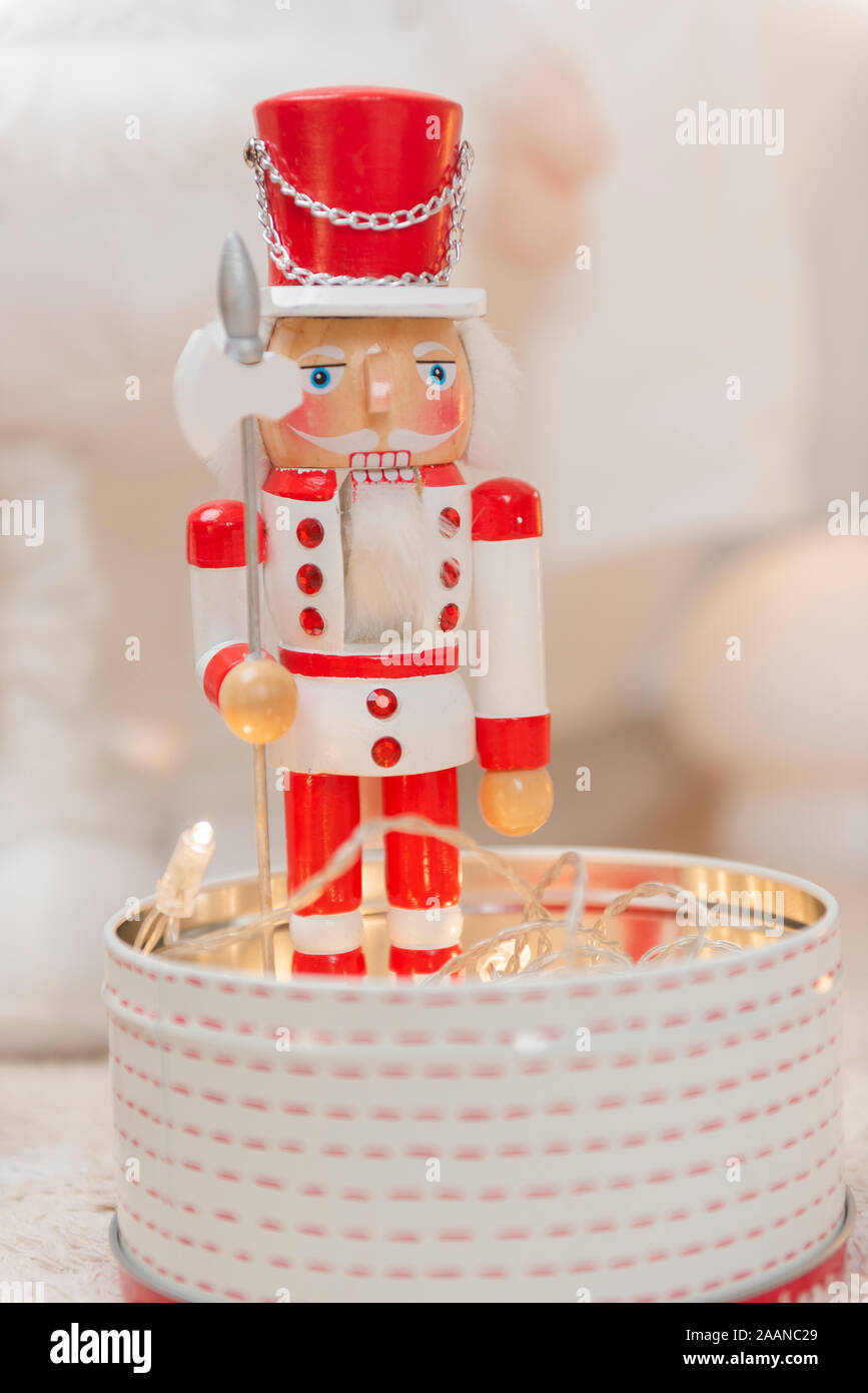 Red and grey Xmas decoration elements Stock Photo - Alamy