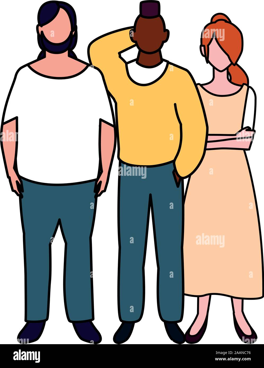 group of people faceless with different poses on white background ...