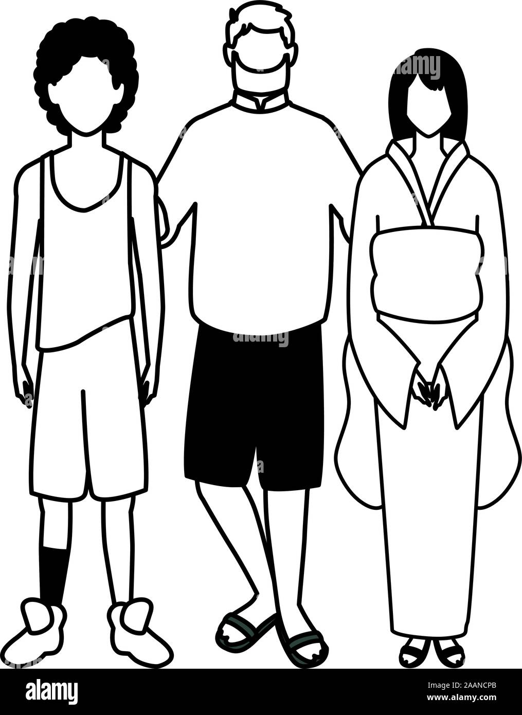 group of people faceless with different poses on white background ...