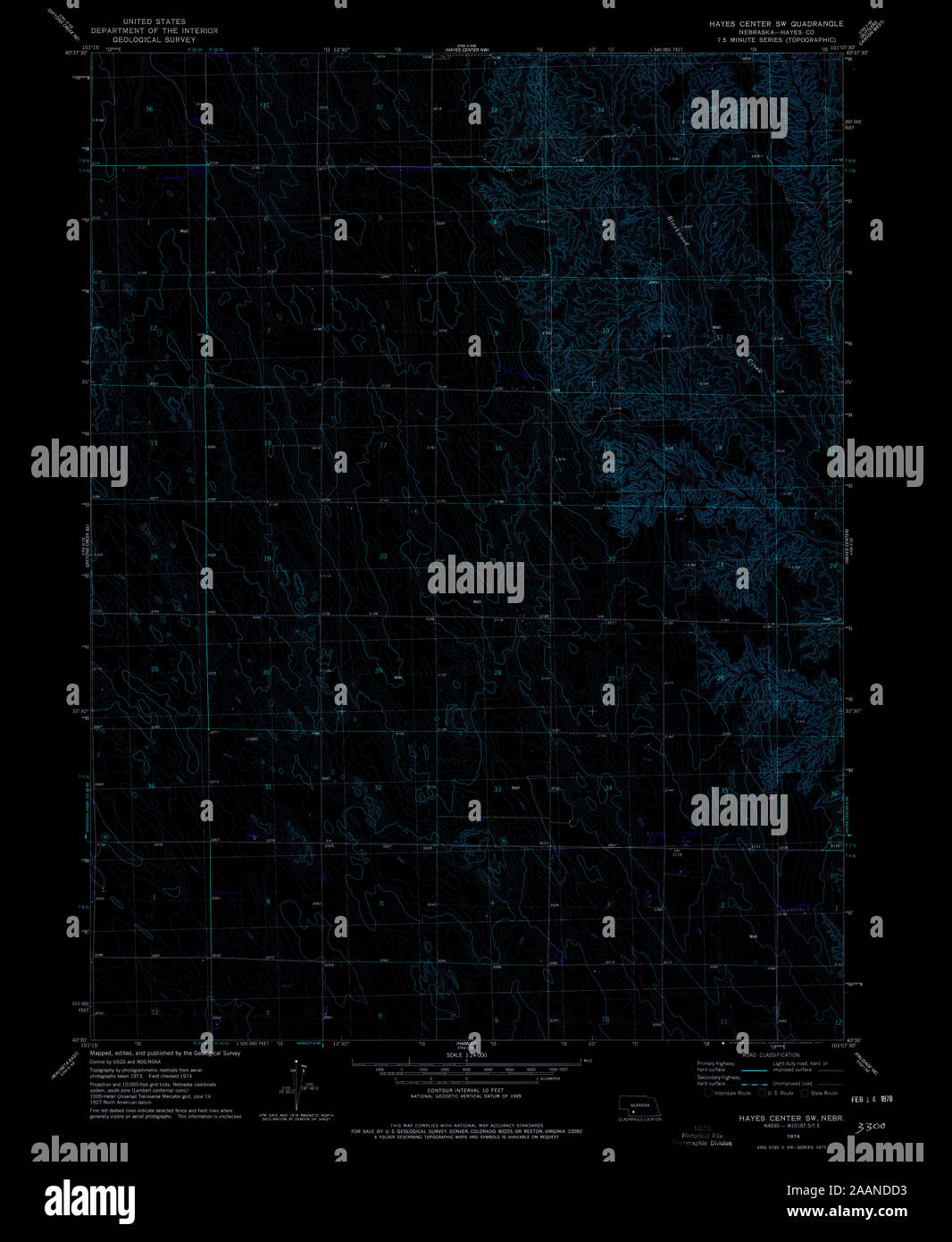 USGS TOPO Map Nebraska NE Hayes Center SW 316457 1974 24000 Inverted ...