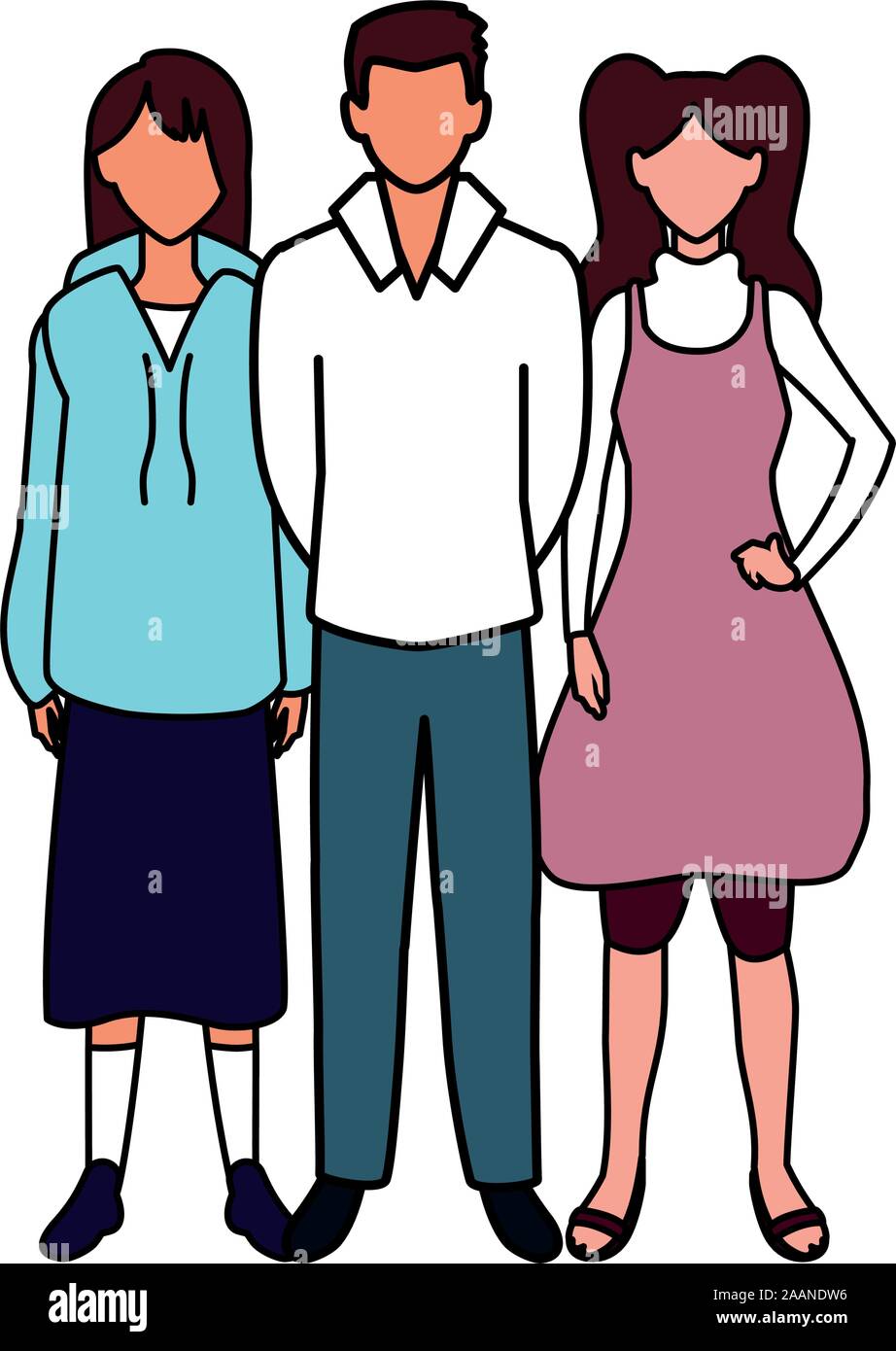 group of people faceless with different poses on white background ...