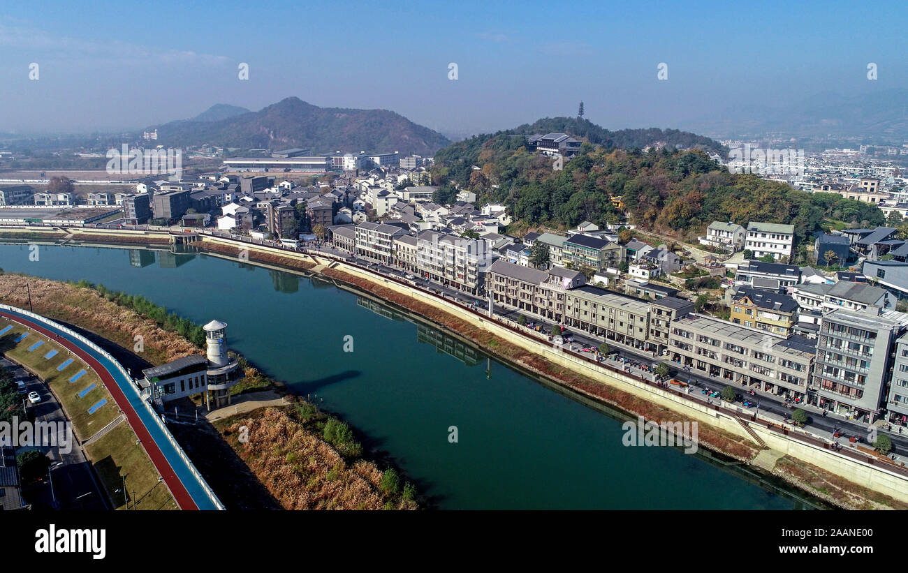 Hangzhou, China. 23rd Nov 2019. Aerial photo taken on Nov. 23, 2019 ...