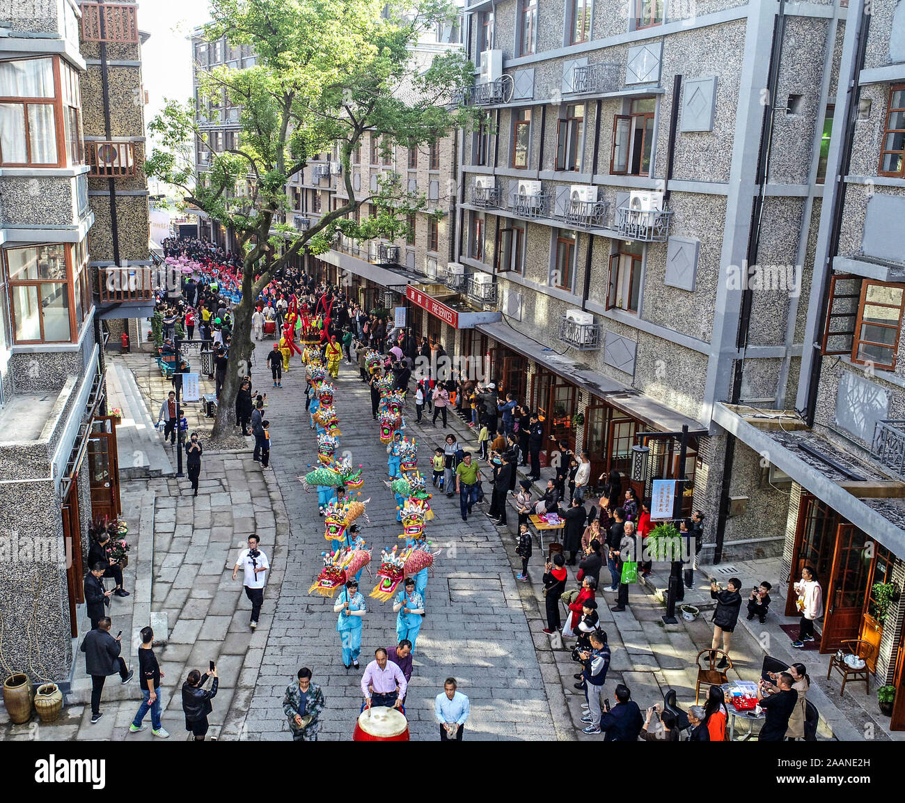 Hangzhou, China. 23rd Nov 2019. Aerial photo taken on Nov. 23, 2019 ...