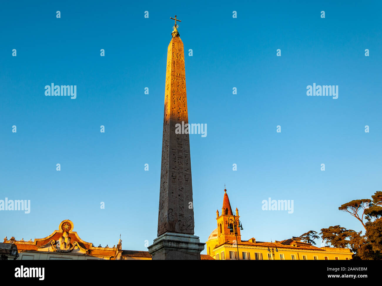 Rome Italy. The Flaminio Obelisk of Piazza del Popolo, which symbolizes ...