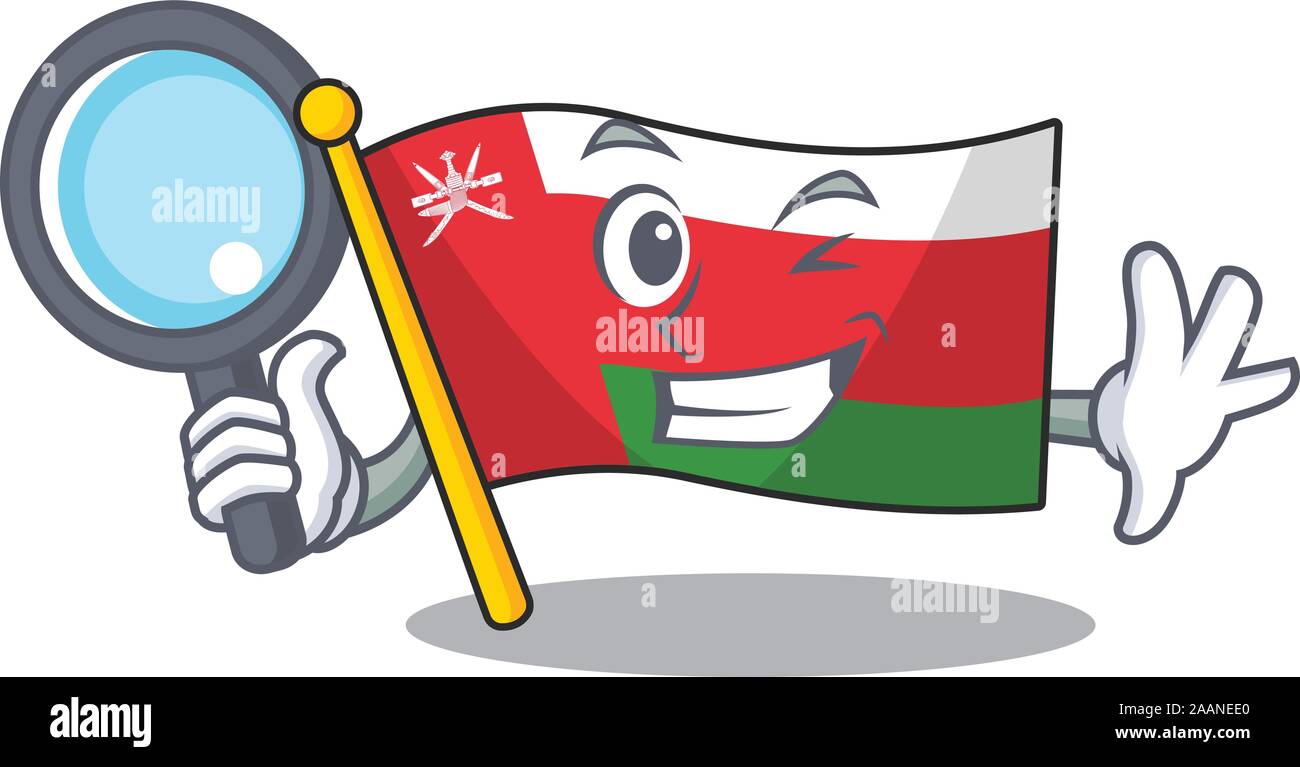 Cheerful flag oman one eye Detective cartoon character Stock Vector ...