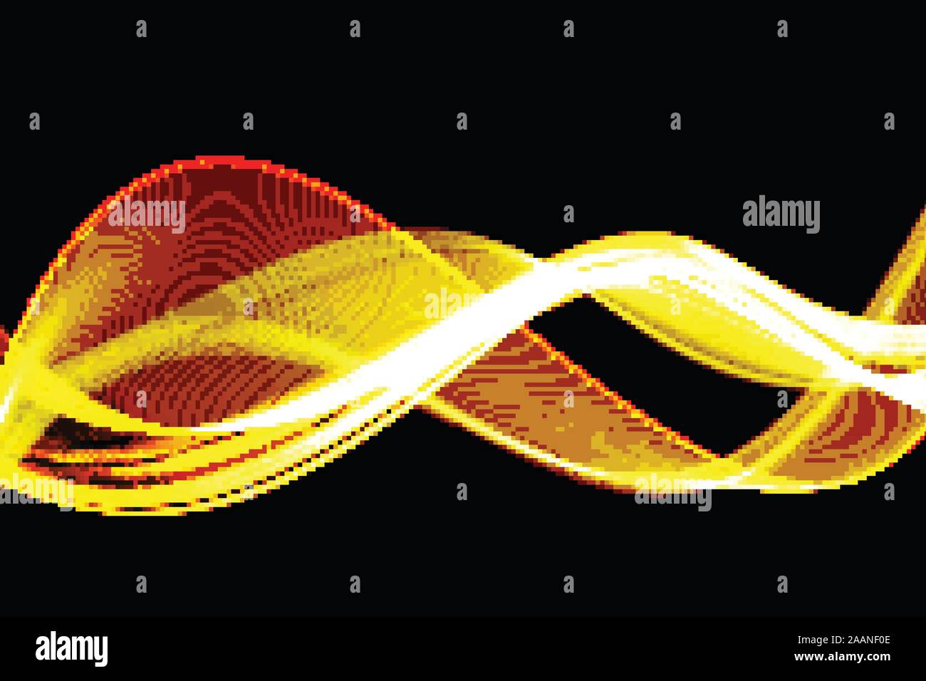 Abstract shiny color gold wave design element on dark background ...