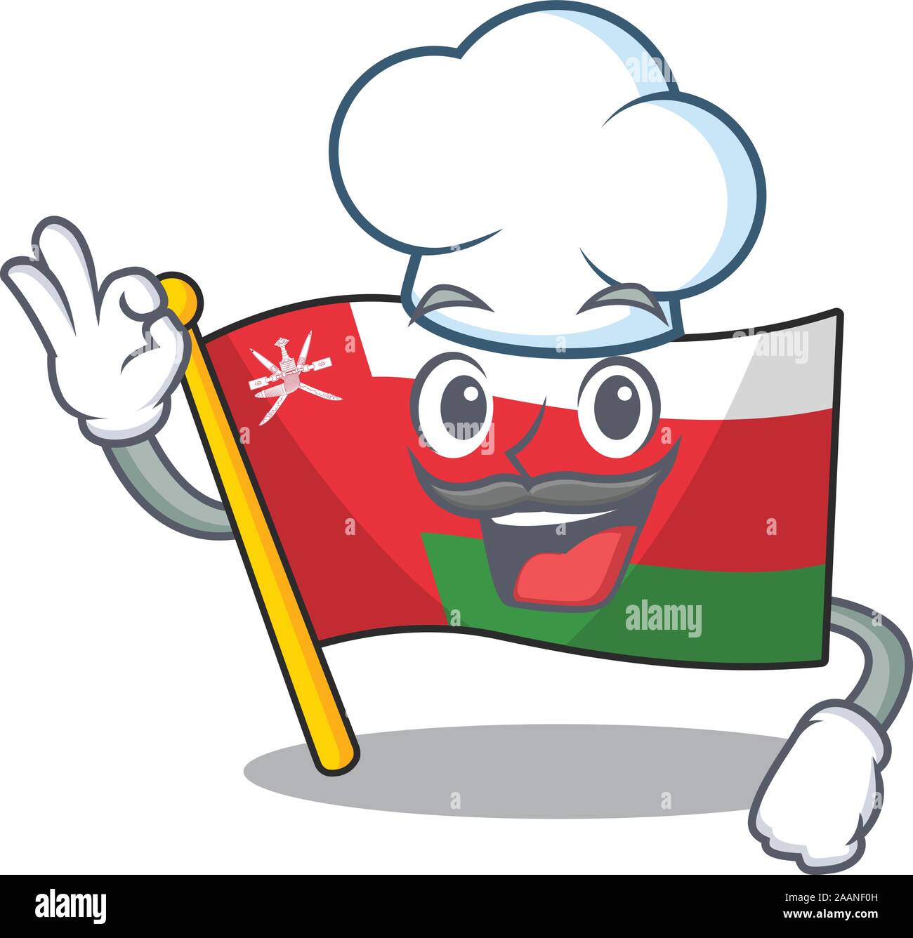 Happy flag oman cartoon Chef character with white hat Stock Vector ...