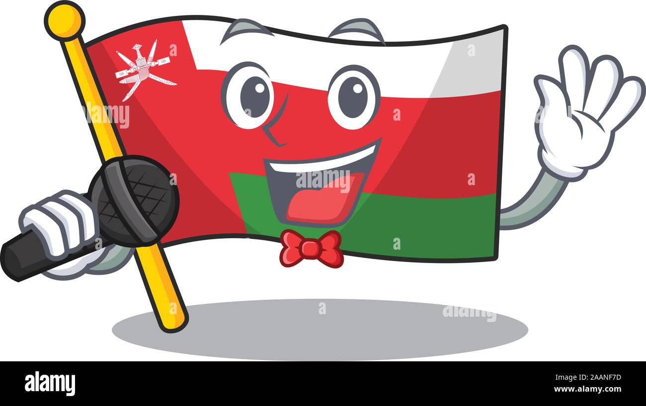 cartoon Singing flag oman while holding the mic Stock Vector Image ...
