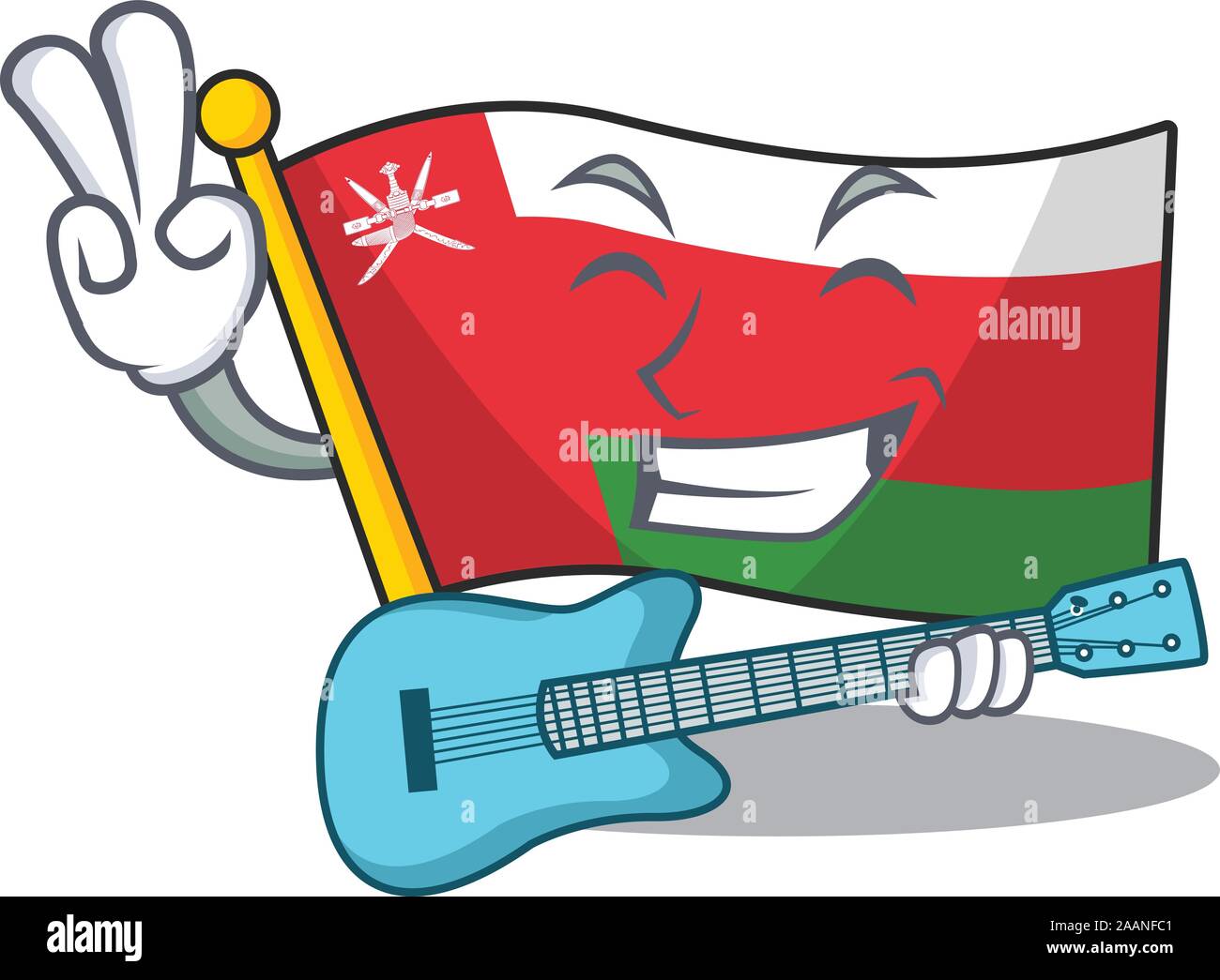 Supper cool flag oman cartoon character performance With guitar Stock ...