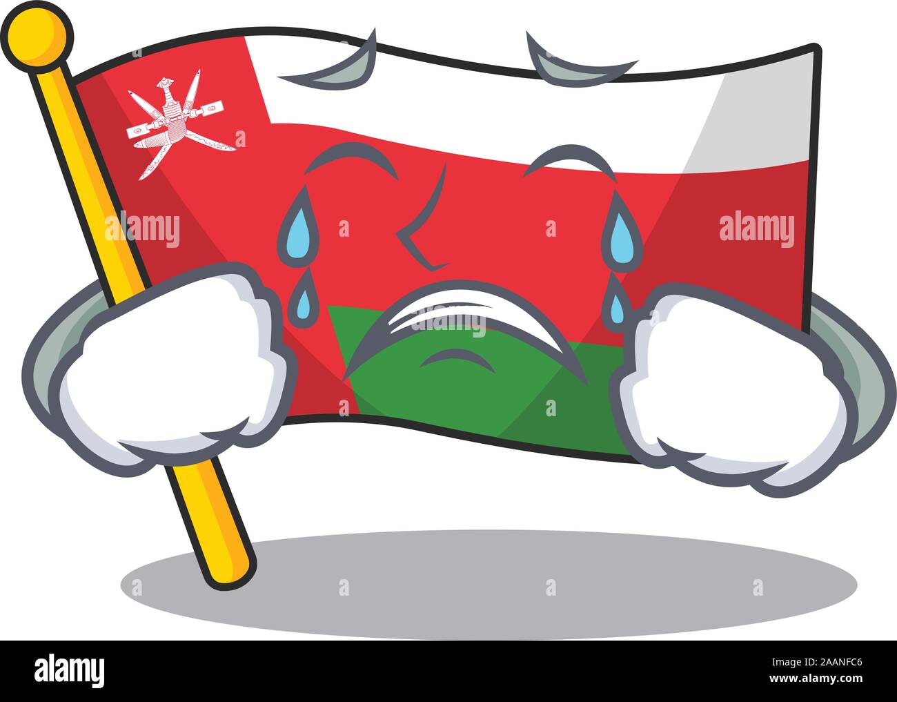 Sad Crying flag oman cartoon style vector illustration Stock Vector ...