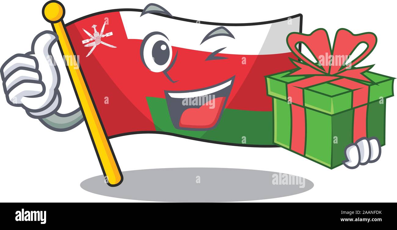 Vector illustration of Happy flag oman With gift box Stock Vector Image ...