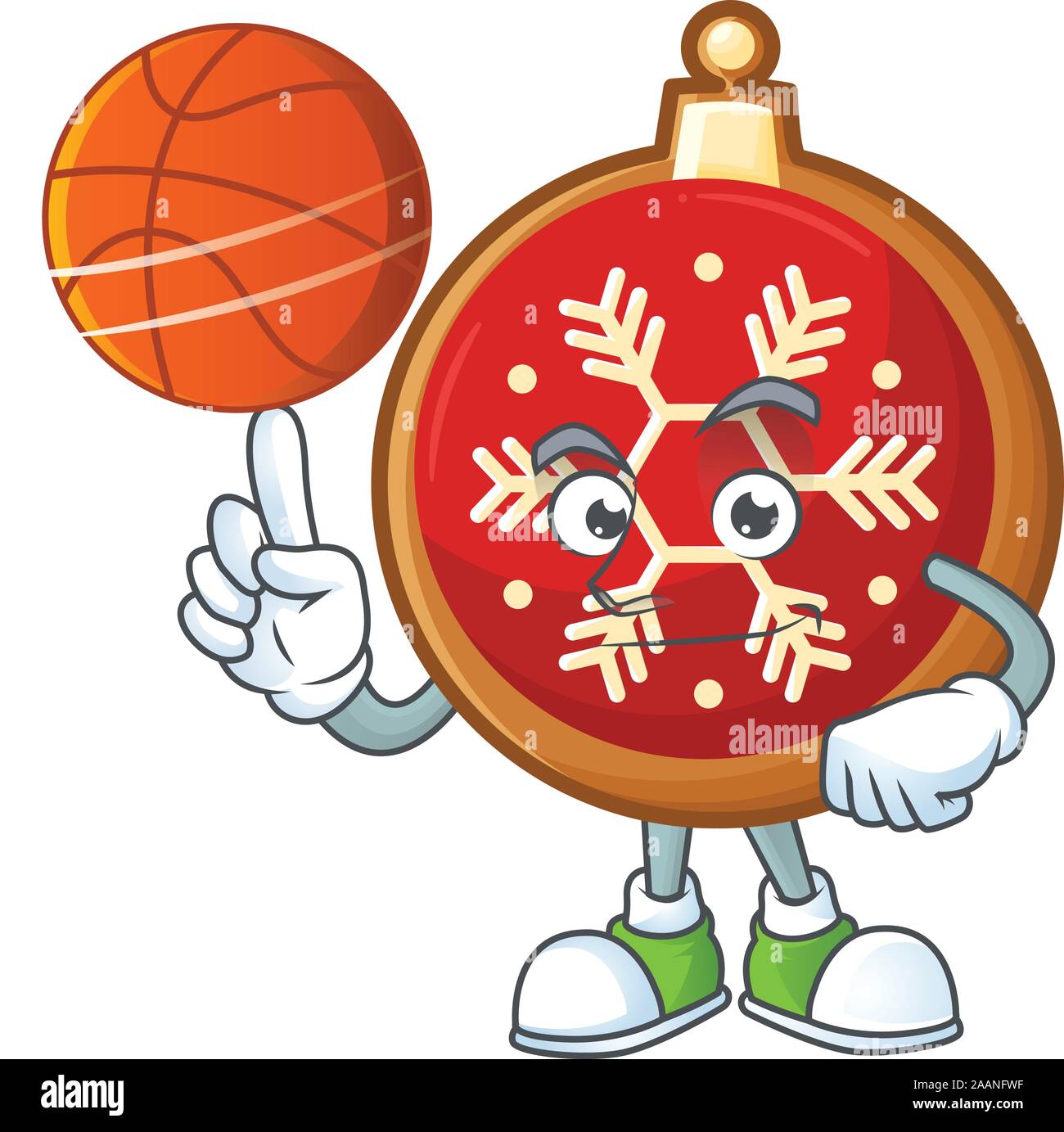 Illustration of red christmas ball cartoon style with basketball Stock ...