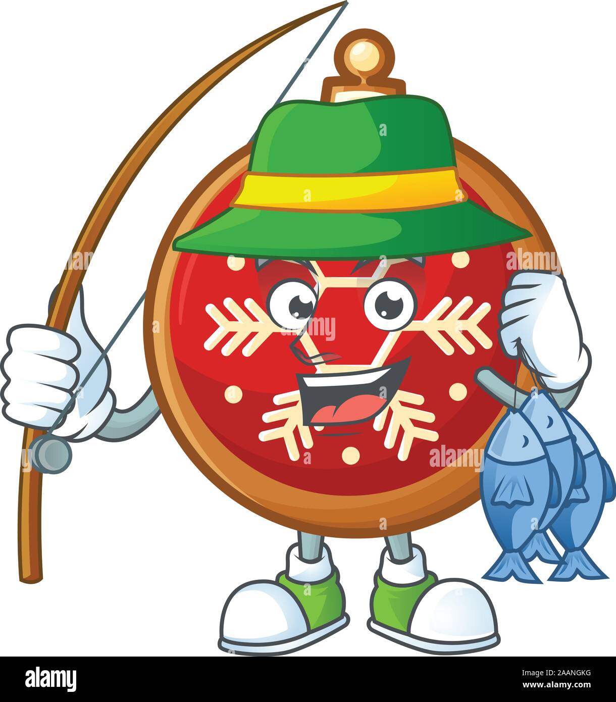 Vector illustration of red christmas ball in a fishing design Stock ...