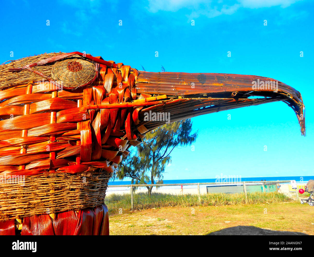 An artists sculptue of an eagle made from palm frond at the SWELL ...