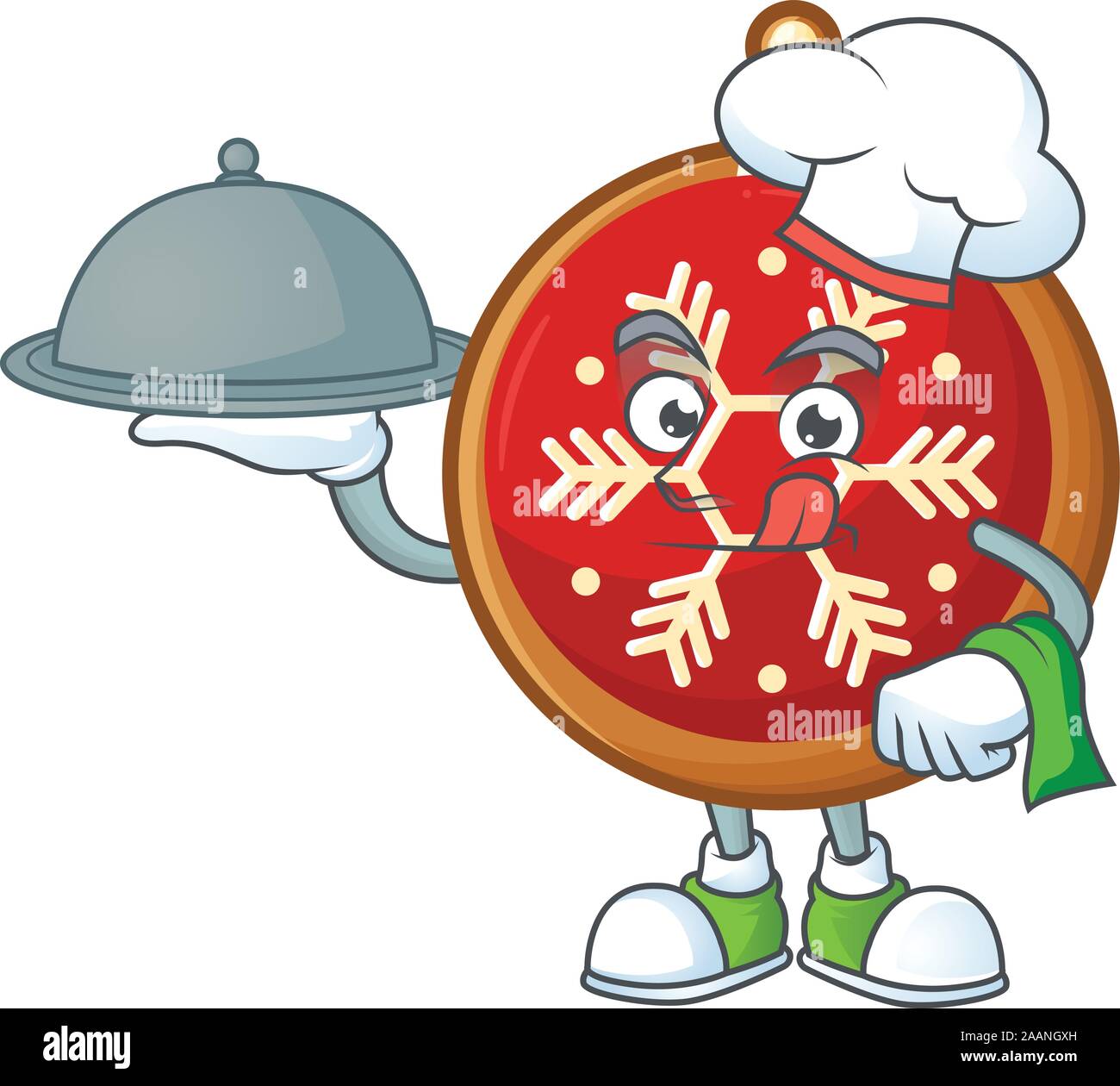 Red christmas ball as a chef with food cartoon design Stock Vector ...