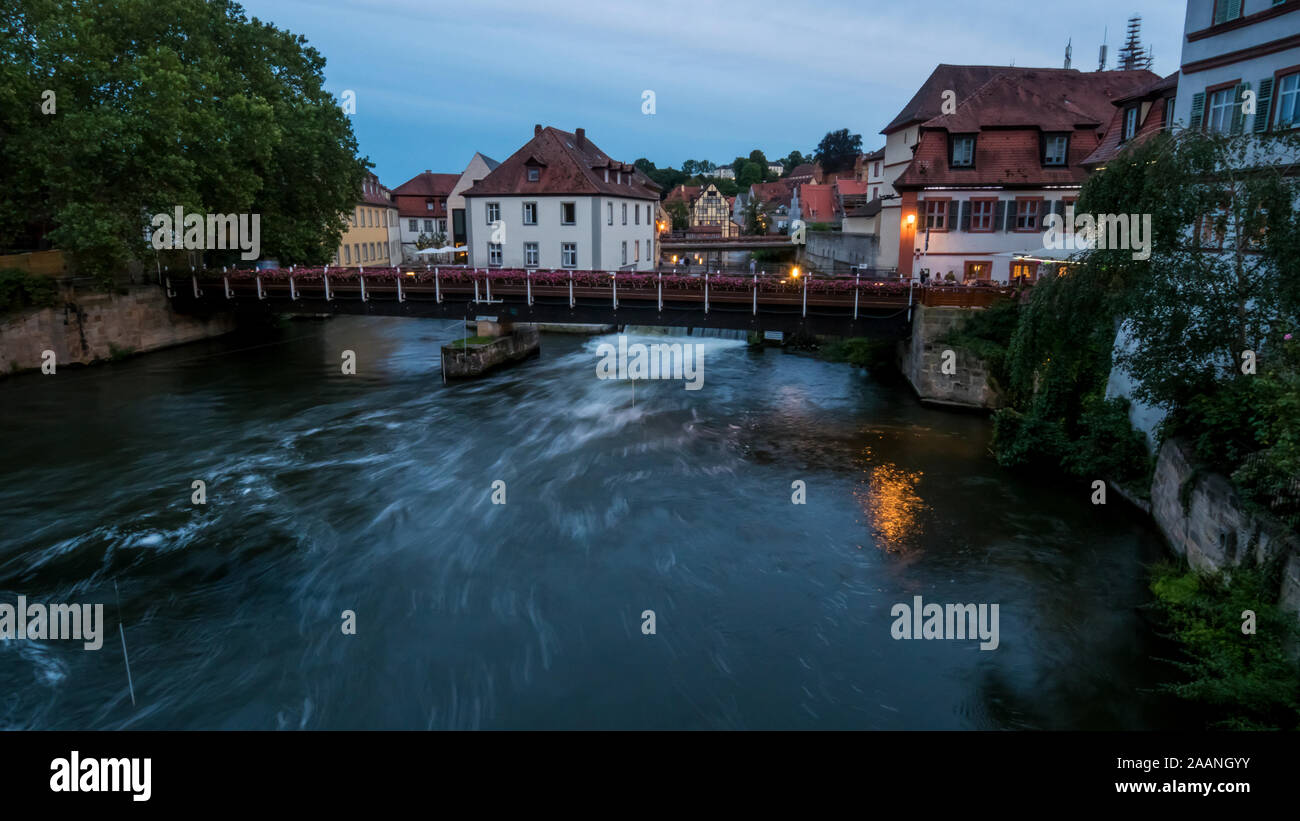 Bamberg 2019. Series of bridges and buildings on the various branches ...