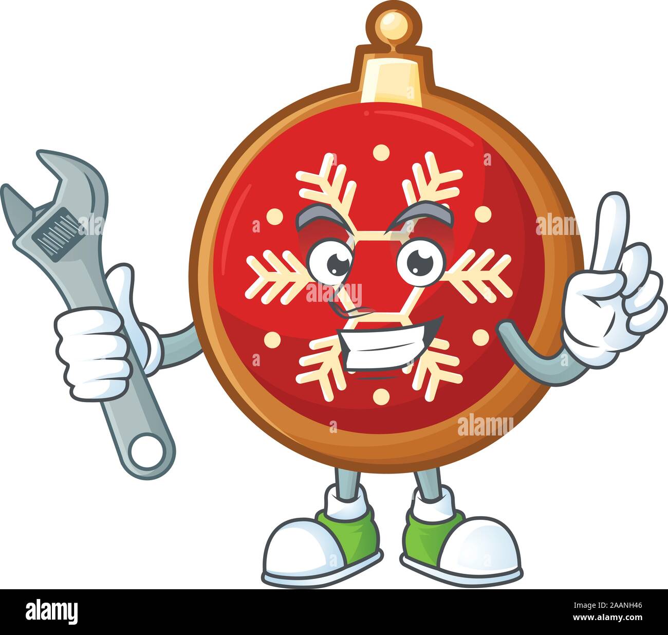 Cartoon red christmas ball with the mechanic character Stock Vector ...