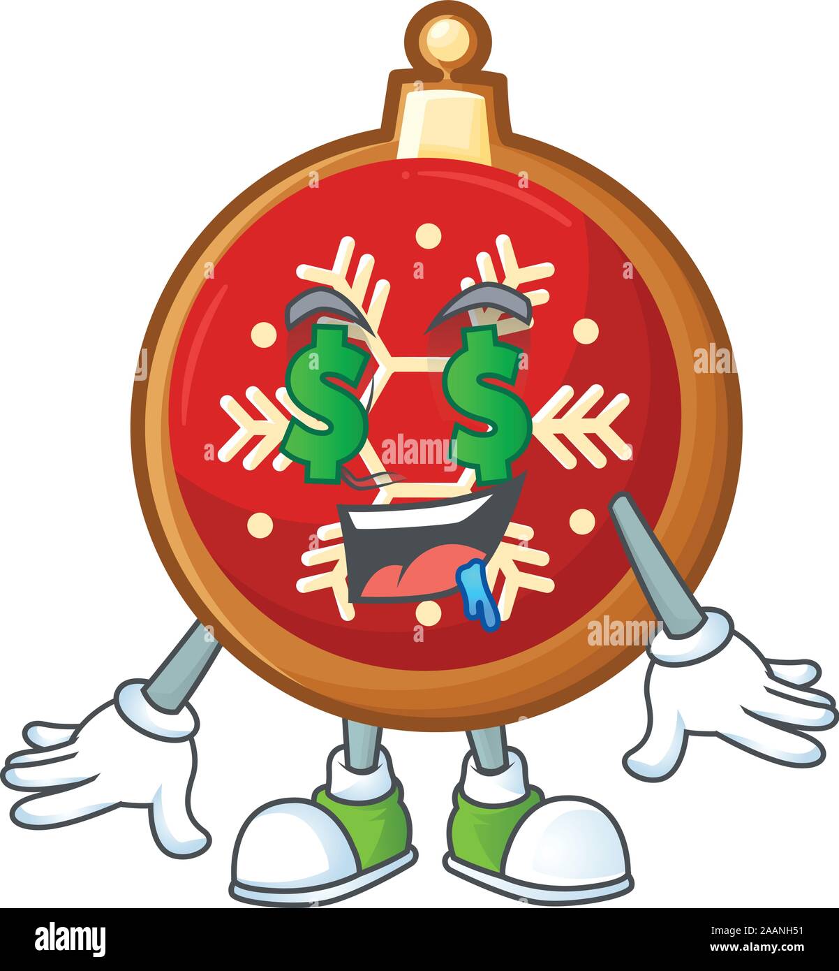 Cartoon red christmas ball with the money eye character Stock Vector ...